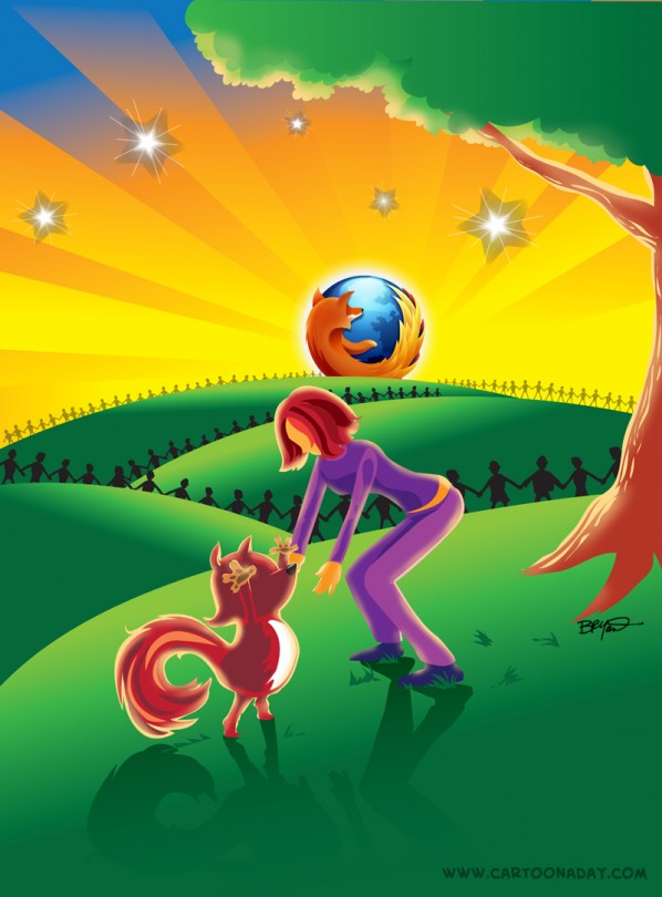 Firefox Turns 5 Years Old Poster Cartoon Firefox Turns 5 Years Old Poster Cartoon