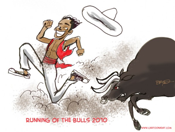 The Running of the Bulls in Pamplona Cartoon The Running of the Bulls in Pamplona Cartoon