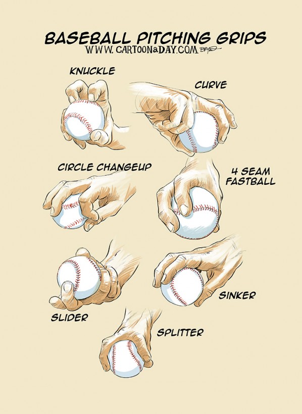 Baseball Pitching Grips Cartoon Baseball Pitching Grips Cartoon